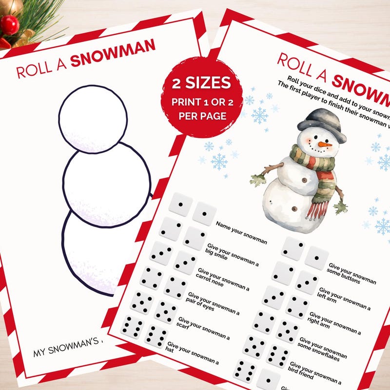 Dice Draw a Snowman Game - Etsy
