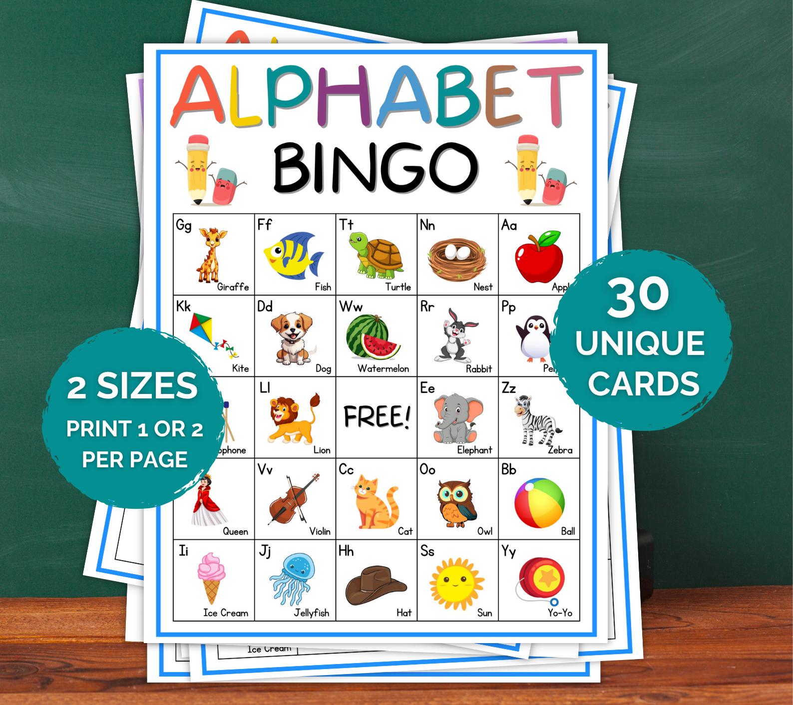 30 Alphabet Bingo Cards, Alphabet Bingo, ABC Practice, ABC Bingo, Learn ...