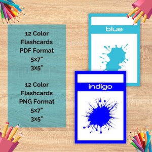 12 Color Flashcards, Pre-school Cards, Montessori Flashcards, Color ...