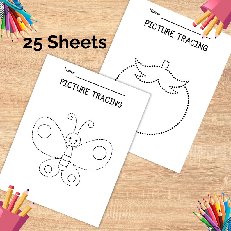 25 Tracing Worksheets, Preschool Trace Sheets, Handwriting Practice ...