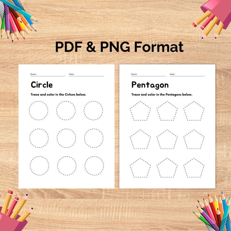 Shape Tracing Worksheets, Preschool Shape Tracing, Printable Shape ...