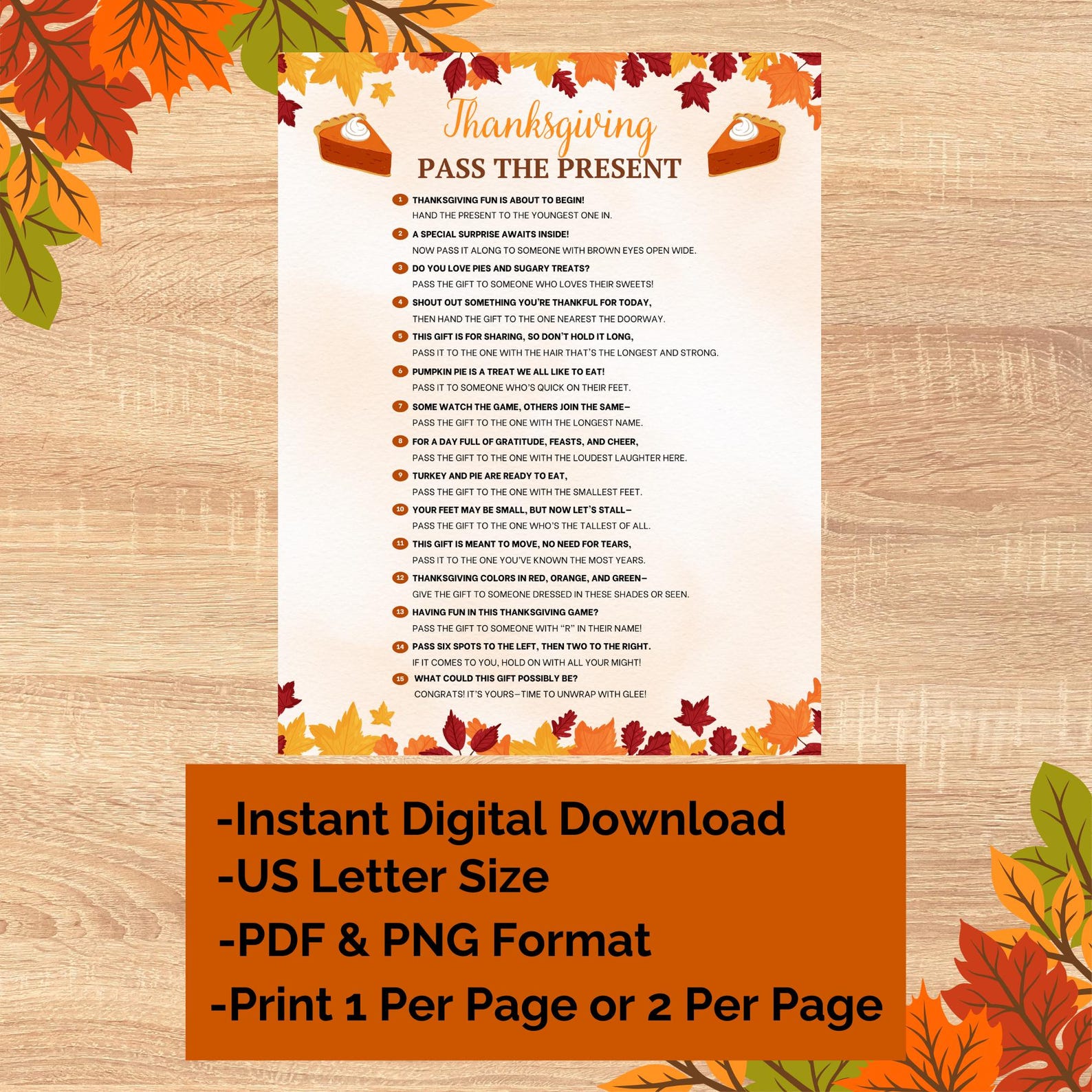 Thanksgiving Pass the Present, Thanksgiving Party Game, Thanksgiving ...