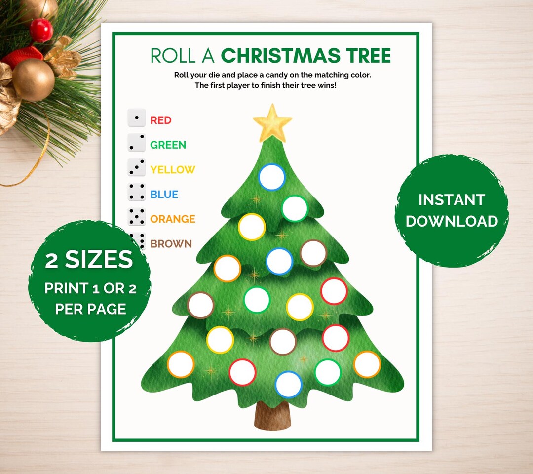 Roll a Christmas Tree Game, Christmas Party Game, Family Christmas ...