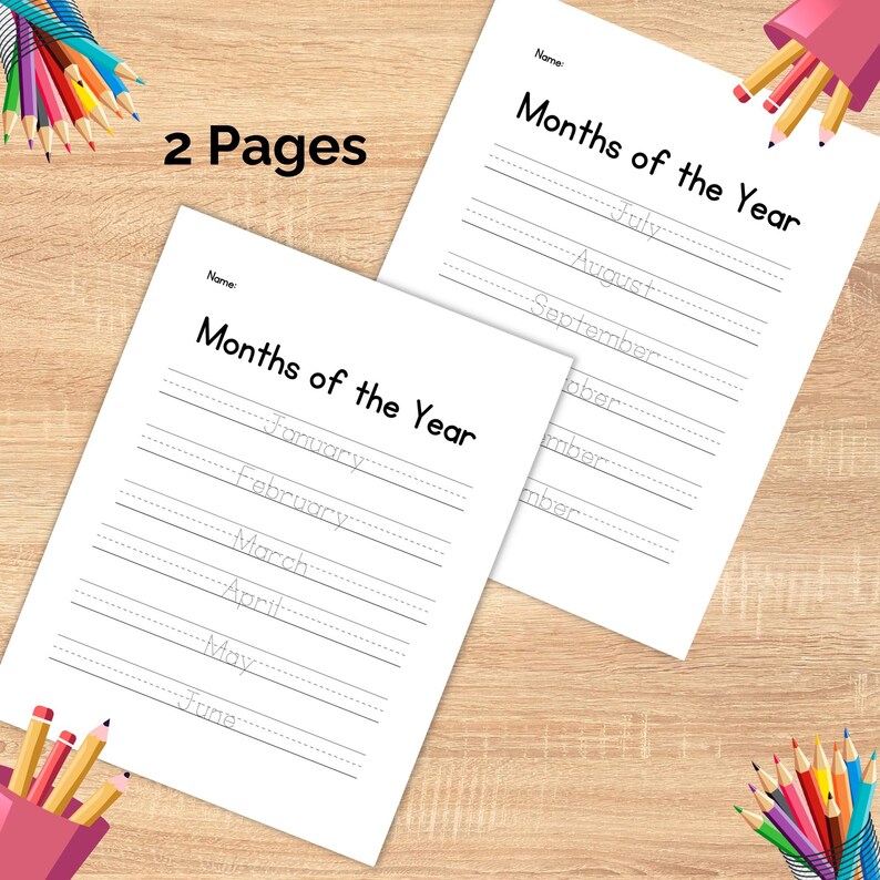 Months of the Year Tracing Sheets, Months of the Year Tracing ...