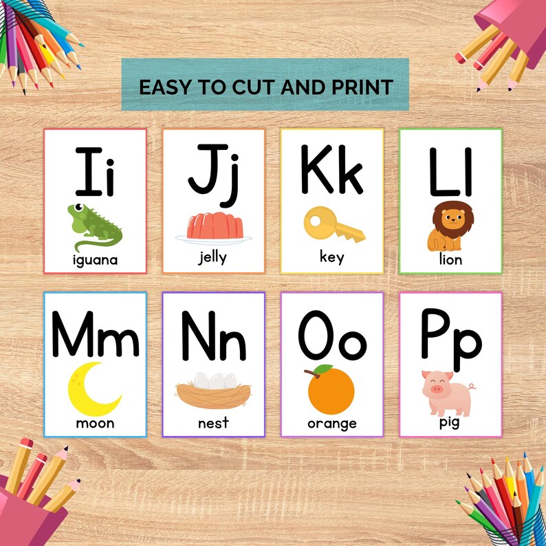 Alphabet Flash Cards, A-Z Cards, ABC Flash Cards, Educational Cards ...