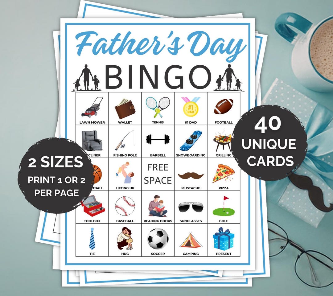 40 Printable Father's Day Bingo Cards, Father's Day Activity, Father's ...