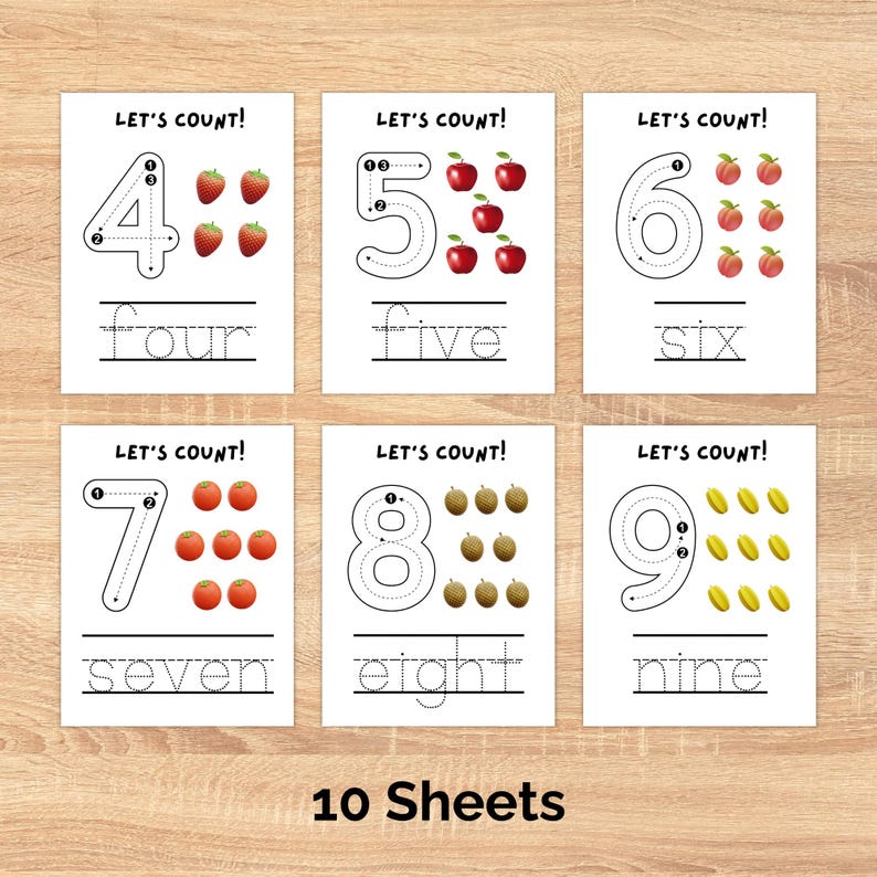 1-10 Number Tracing, Number Counting, Learning Numbers, Handwriting ...