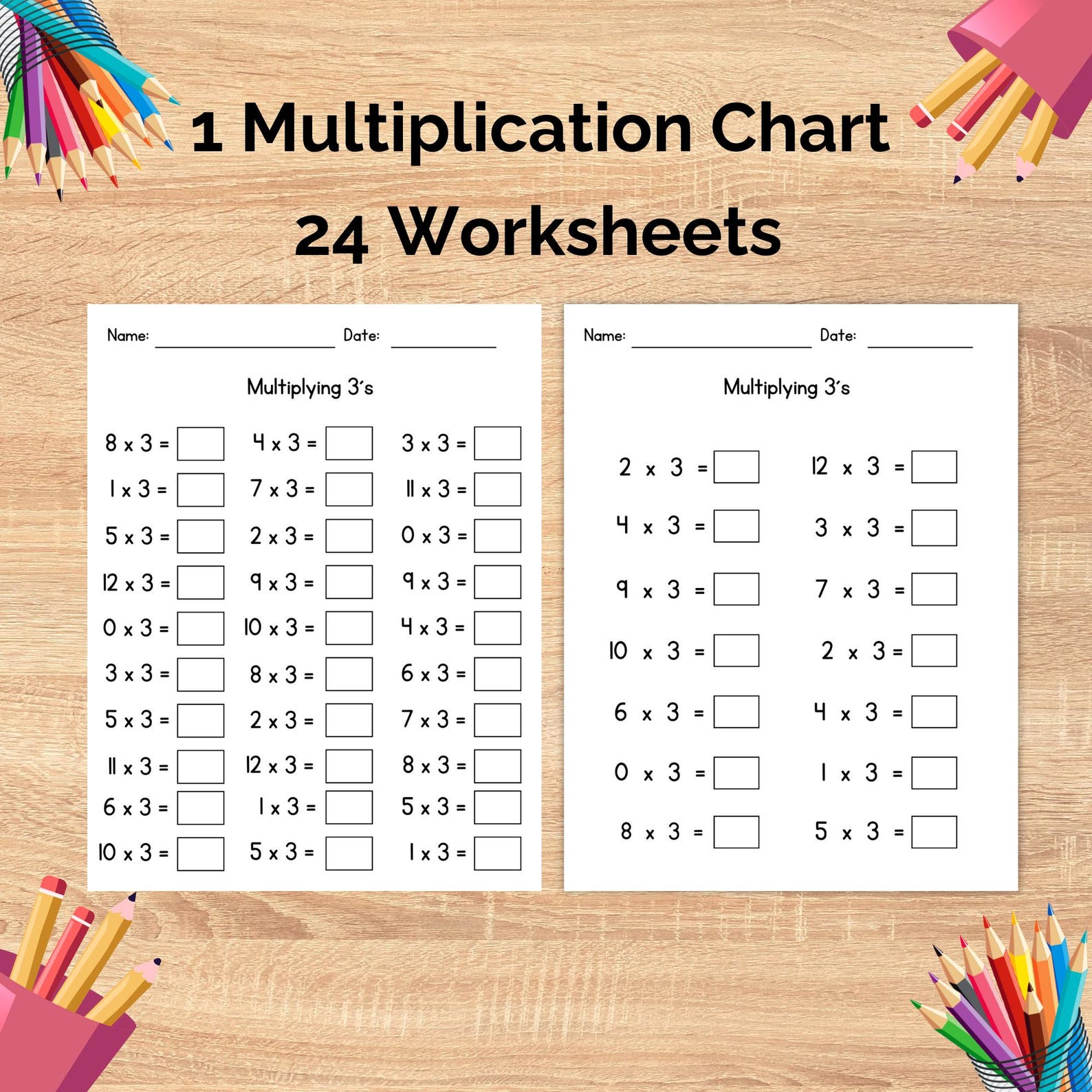 Printable Multiplication Worksheets, Numbers 1-12, Math Worksheets, 1st ...