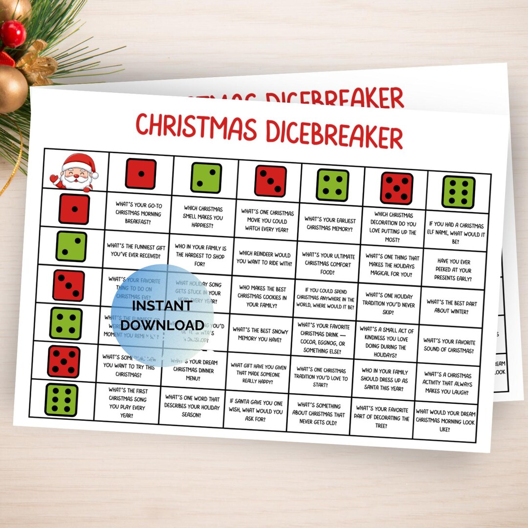 Christmas Dicebreaker Game, Holiday Party Icebreaker, Funny ...