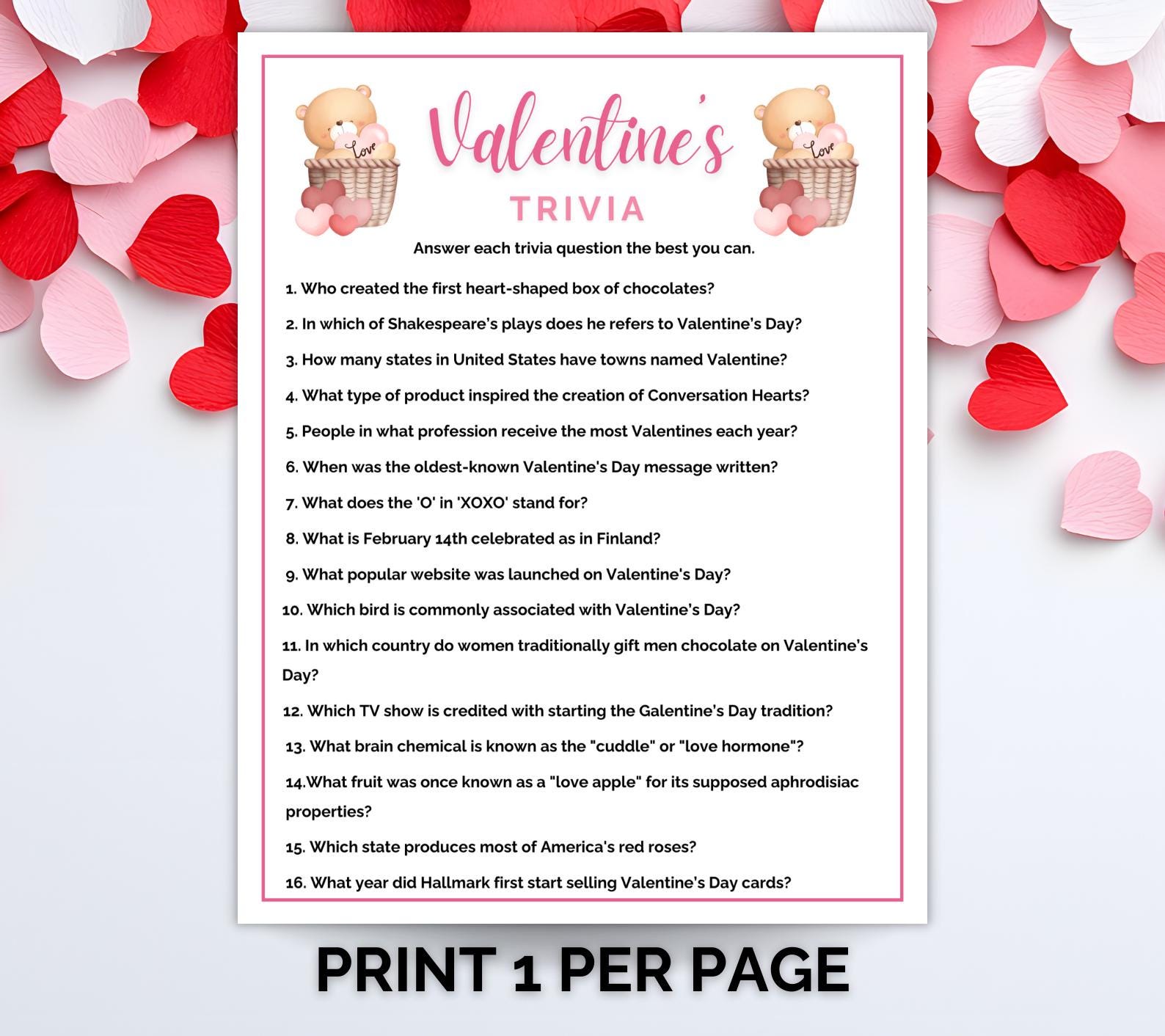Valentine's Day Trivia Game, Valentine Day Game, Valentines Activity ...