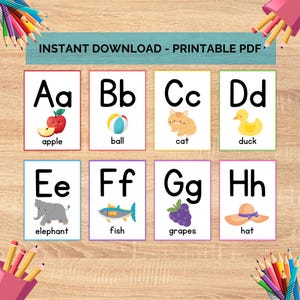 Alphabet Flash Cards, A-Z Cards, ABC Flash Cards, Educational Cards ...