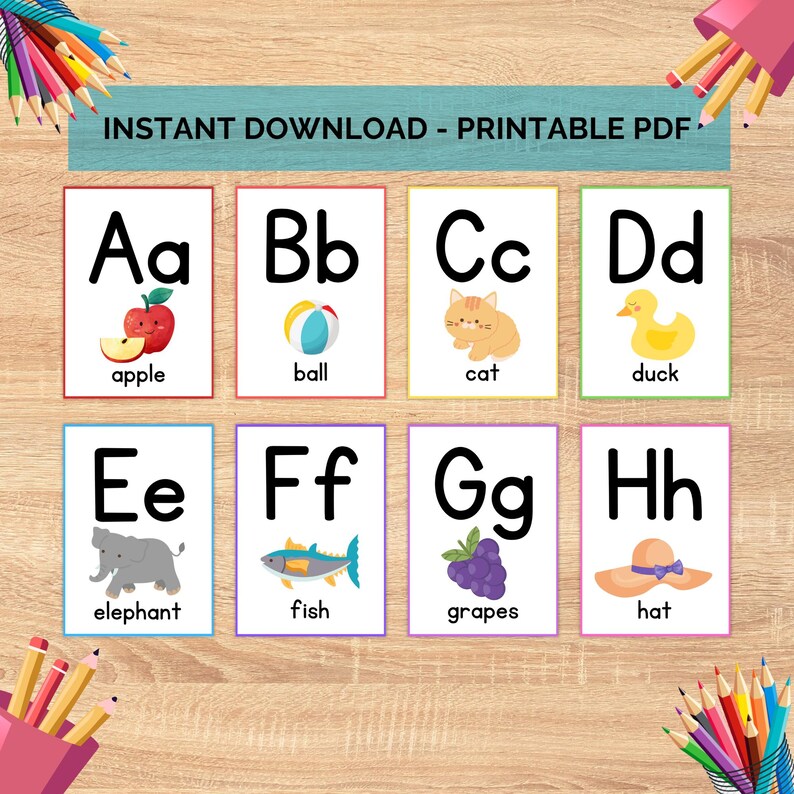 Alphabet Flash Cards, A-Z Cards, ABC Flash Cards, Educational Cards ...
