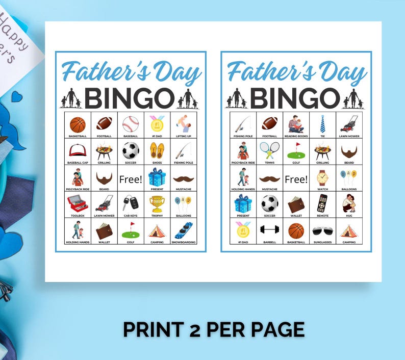 40 Printable Father's Day Bingo Cards, Father's Day Activity, Father's ...