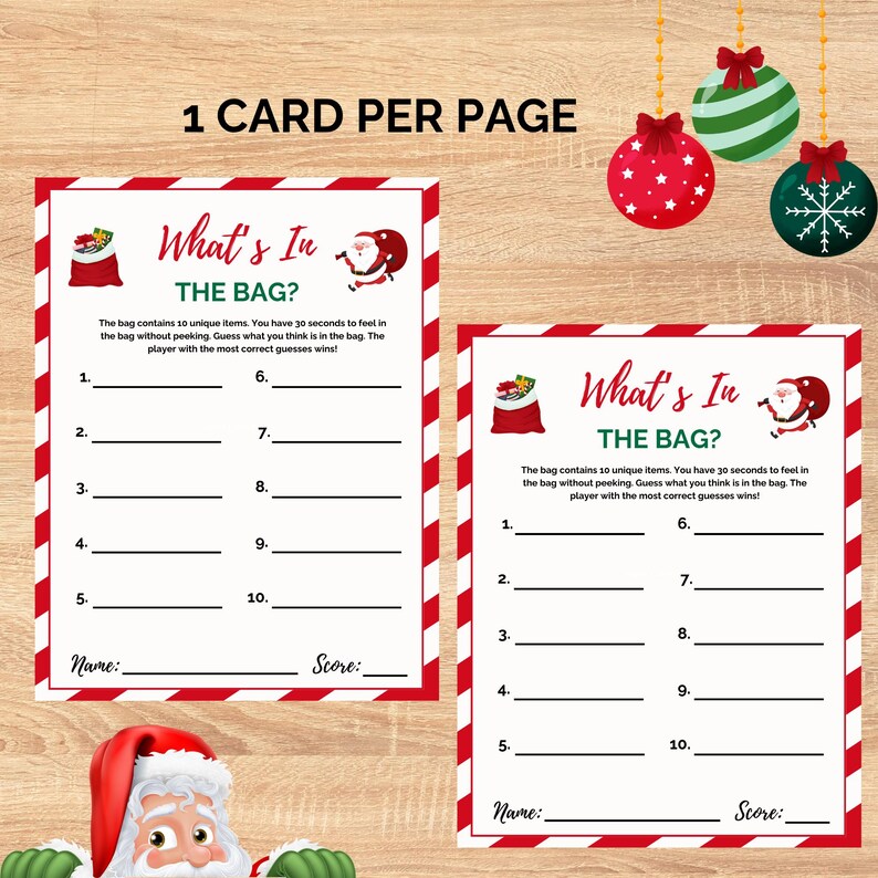 Christmas What's in the Bag Game, Christmas Party Game, Christmas Game ...