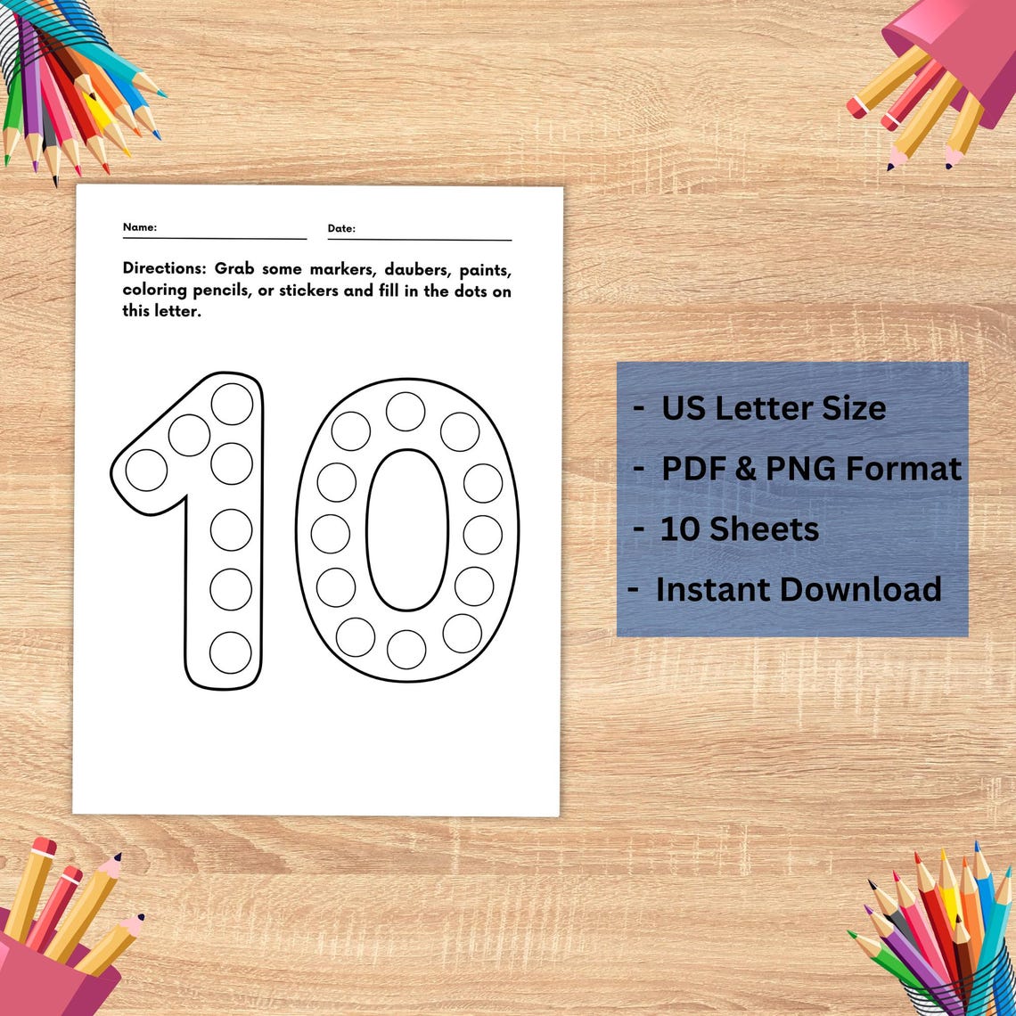 1-10 Number Dot Marker Pages, 10 Worksheets, Dot Marker, Toddler ...