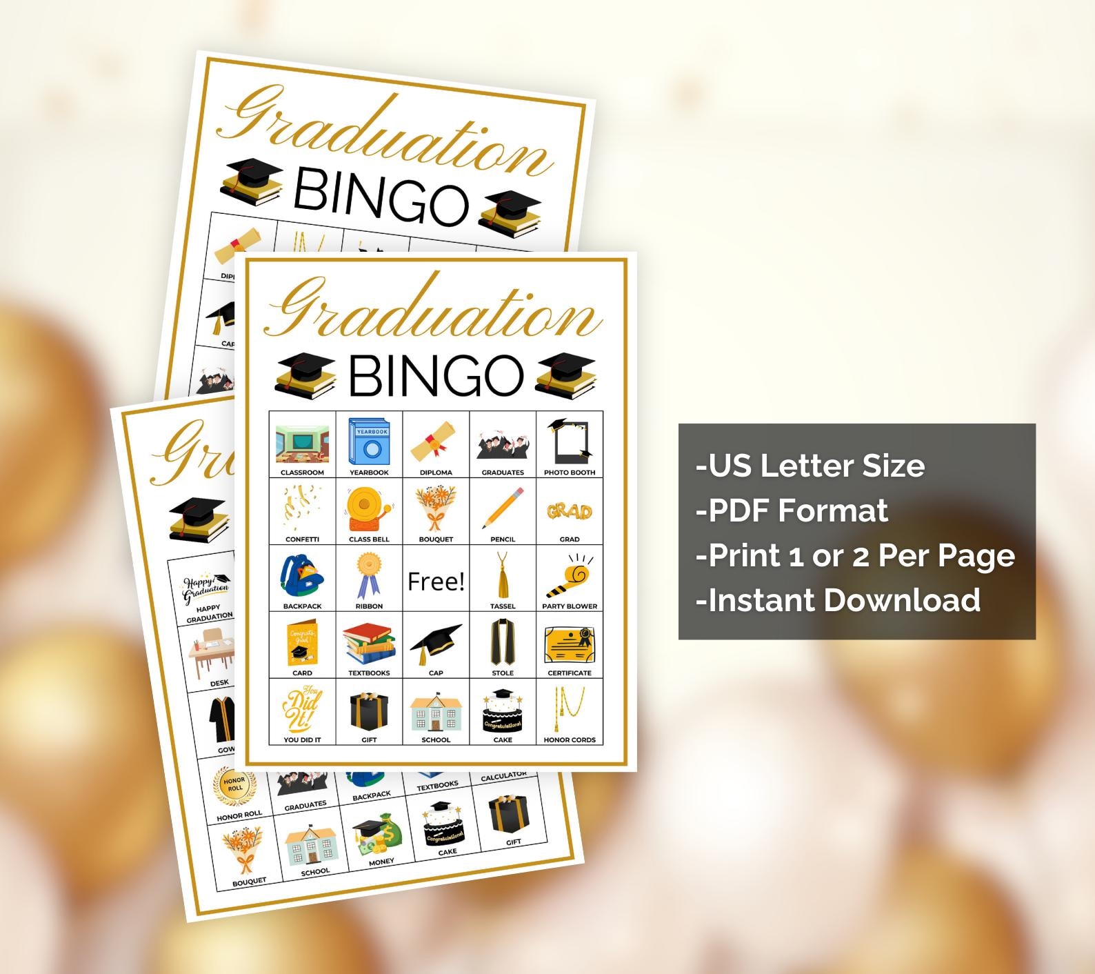 50 Printable Graduation Bingo Cards, Graduation, Graduation Activity ...