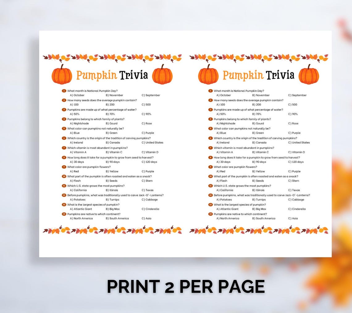 Thanksgiving Trivia, Pumpkin Trivia Game, Thanksgiving Trivia Quizzes ...