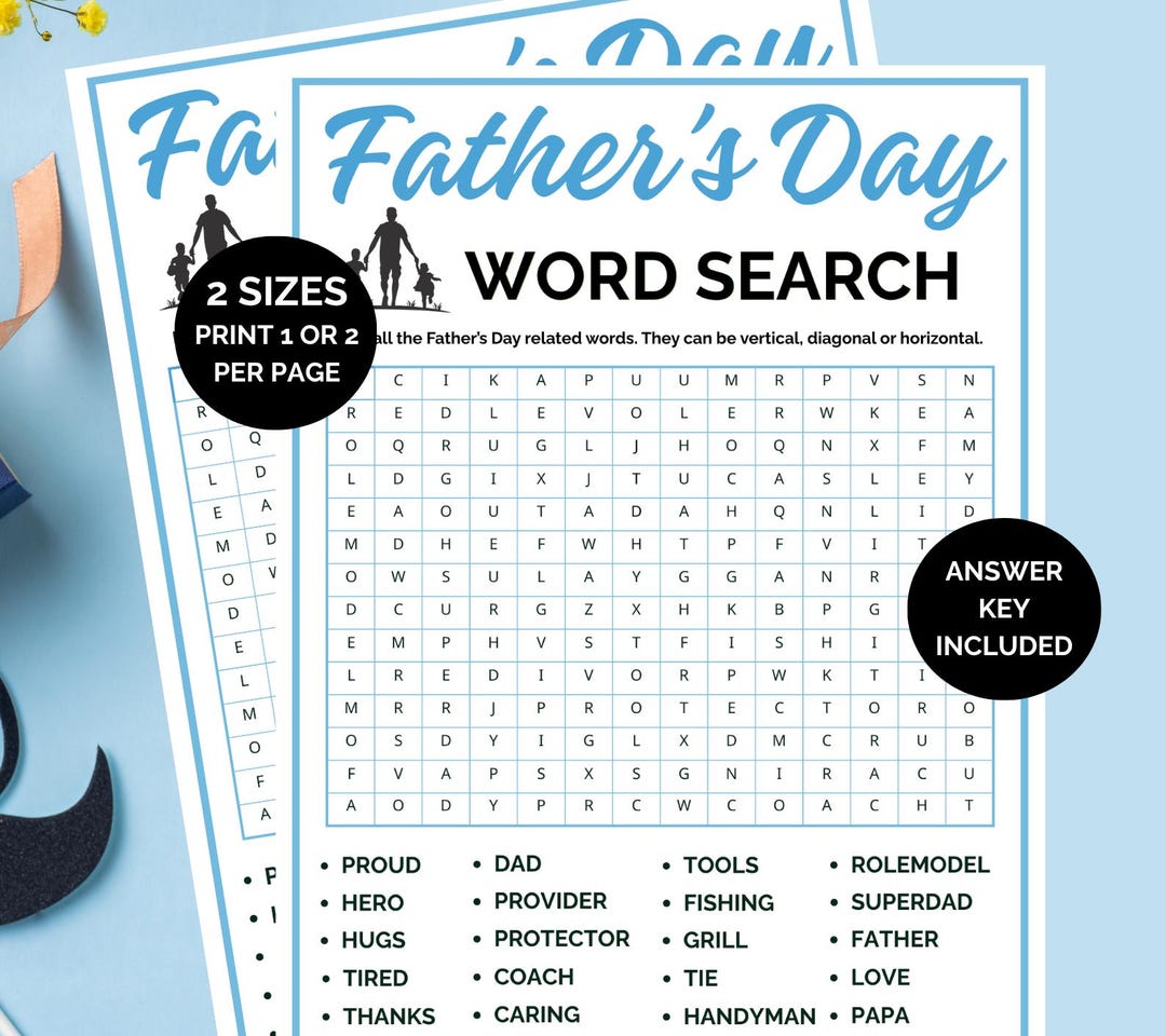 Father's Day Word Search Printable, Father's Day Game, Father's Day ...