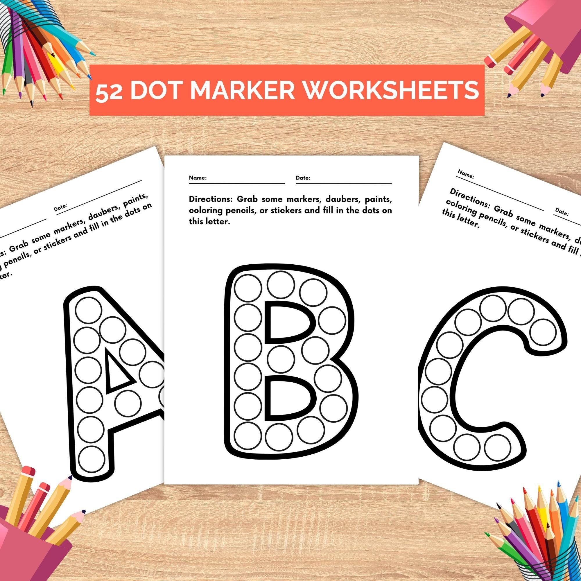 Alphabet Animal Dot Marker Pages, 52 Worksheets, Dot Marker, Toddler ...