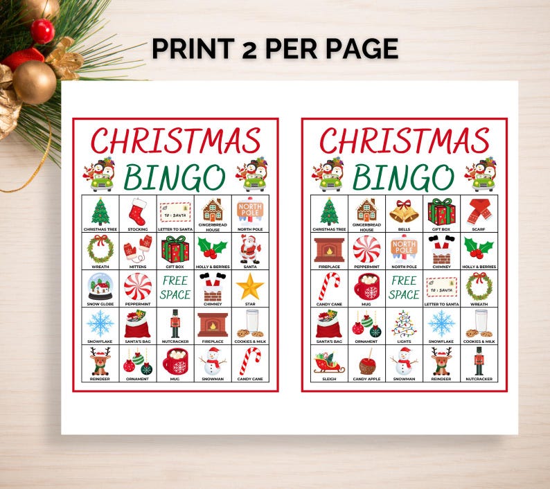 50 Christmas Bingo Cards, Christmas Bingo, Christmas Party Game ...