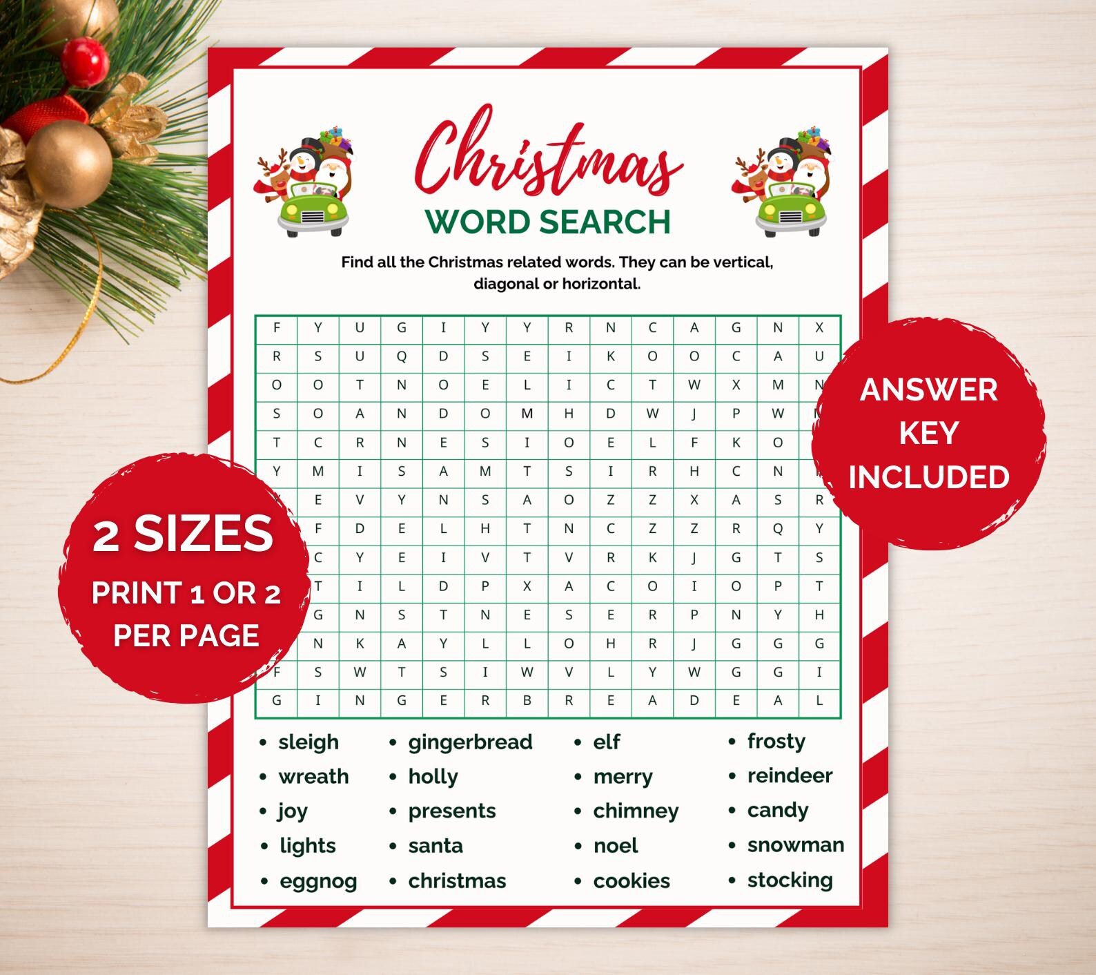 Christmas Word Search, Family Game, Printable Christmas Game, Christmas ...