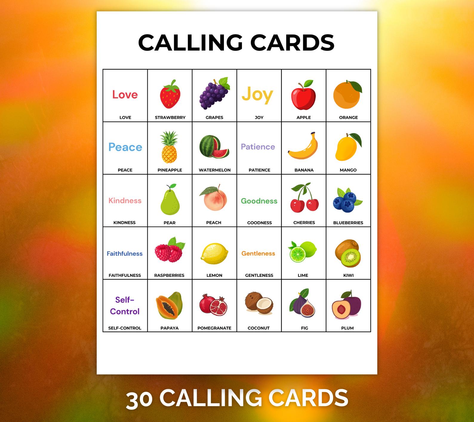 50 Fruit of the Spirit Bingo Cards, Fruit of the Spirit Bingo Printable ...