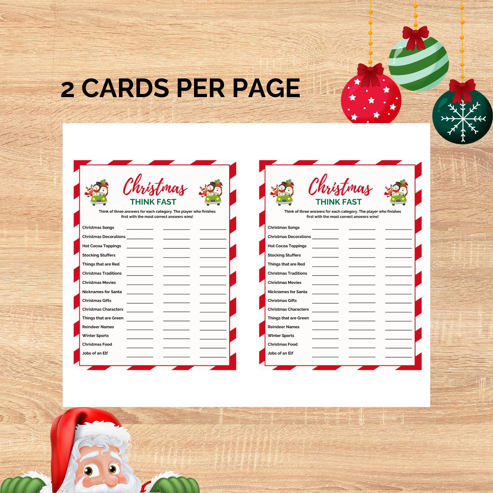 Christmas Think Fast Game, Fun Christmas Party Game, Holiday Think ...