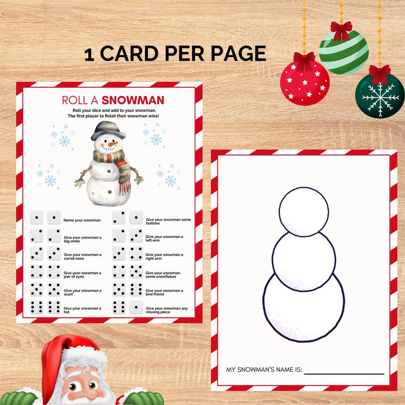Roll a Snowman Game, Christmas Party Game, Family Christmas Activity ...