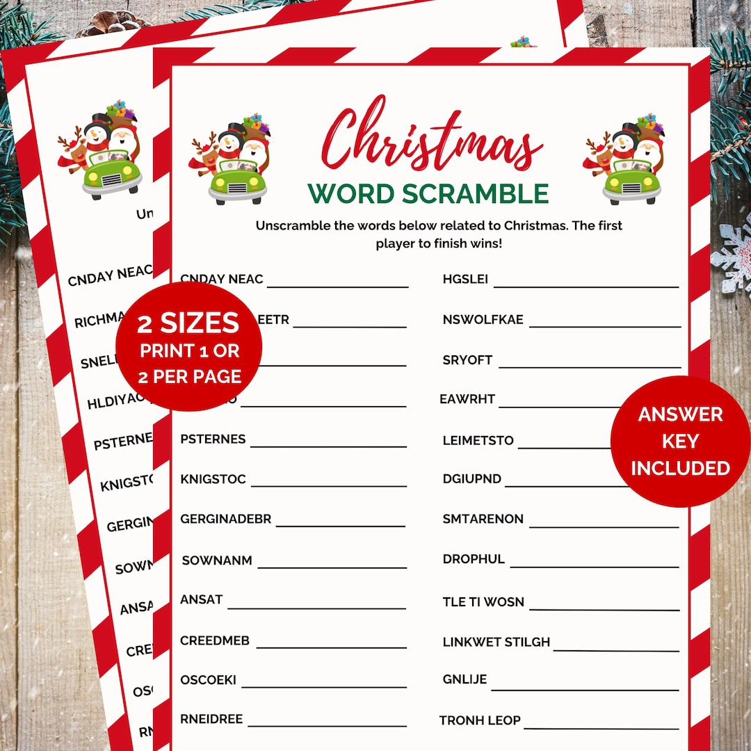 Christmas Word Scramble, Family Game, Printable Christmas Game ...