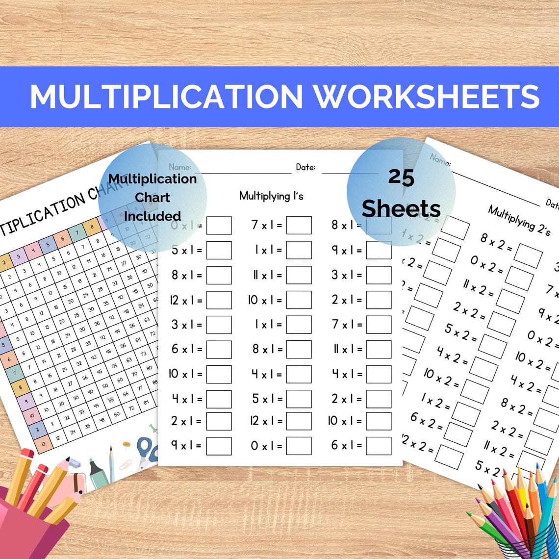 Printable Multiplication Worksheets, Numbers 1-12, Math Worksheets, 1st ...