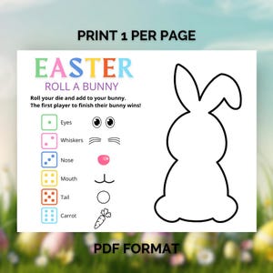 Easter Roll a Bunny Game Printable, Easter Dice Game for Kids, Spring ...