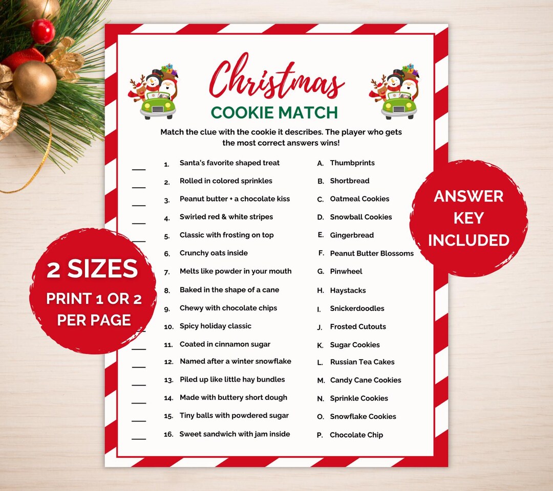 Christmas Cookie Match, Family Game, Printable Christmas Game ...