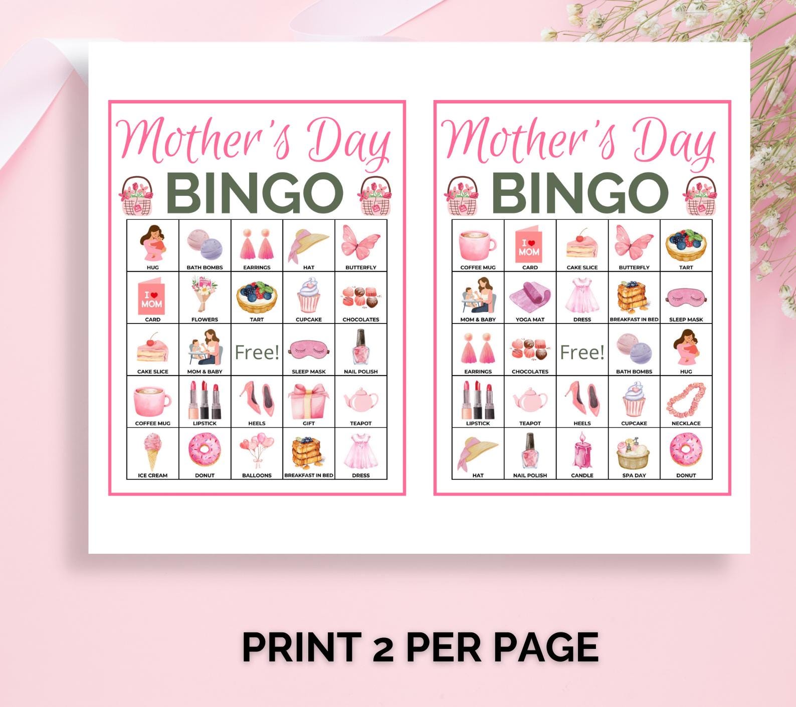 40 Printable Mother's Day Bingo Cards, Mother's Day Bingo, Mother's Day ...
