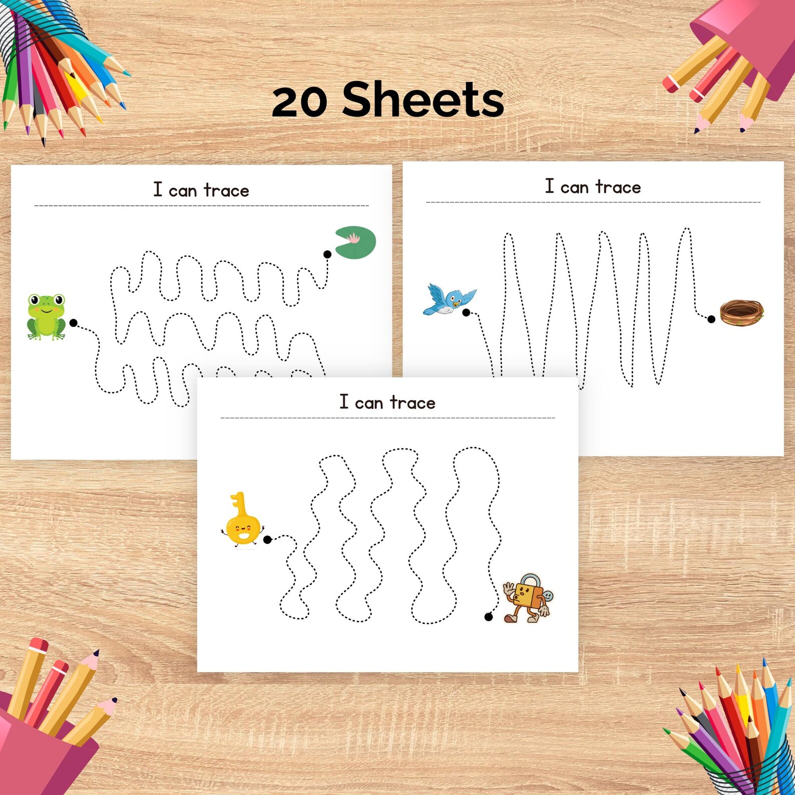 Line Tracing , Pre-writing Worksheet, Line Tracing Practice, Preschool ...