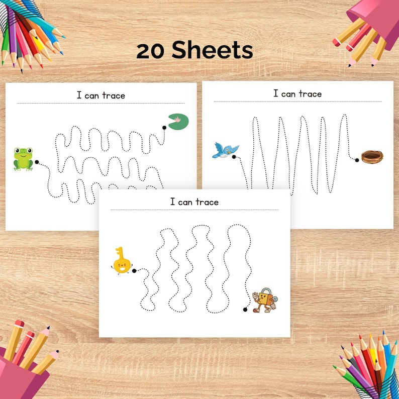 Line Tracing , Pre-writing Worksheet, Line Tracing Practice, Preschool ...
