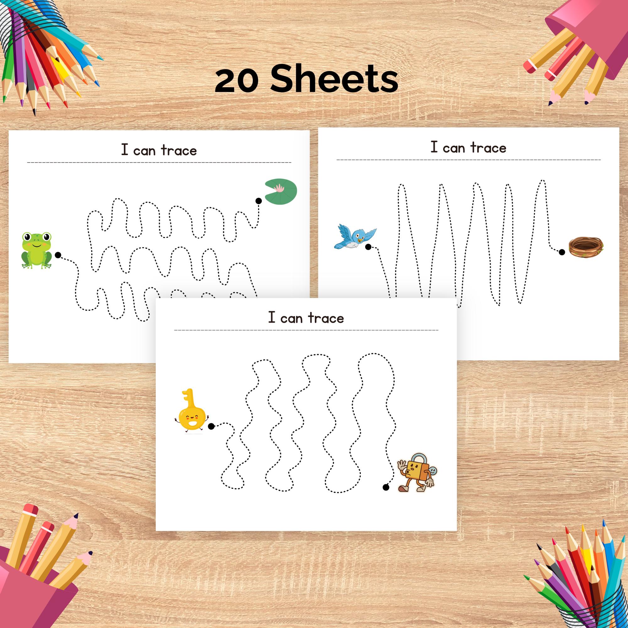 Line Tracing , Pre-writing Worksheet, Line Tracing Practice, Preschool ...