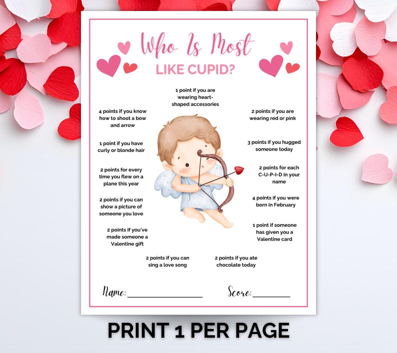 Valentine's Who is Most Like Cupid Game, Who is Most Like Cupid ...