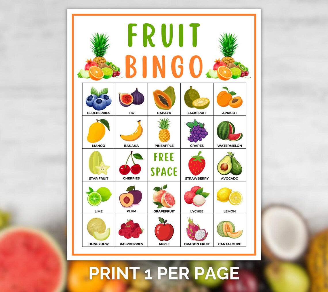 30 Fruit Bingo Cards, Fruit Bingo Printable, Fruit Party Game ...