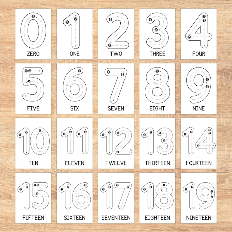 Trazado de números del 0 al 20, hoja de trabajo de trazado de números ...