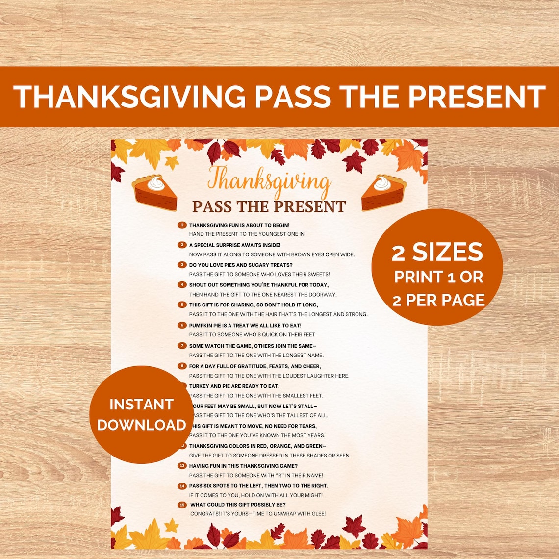 Thanksgiving Pass the Present, Thanksgiving Party Game, Thanksgiving ...