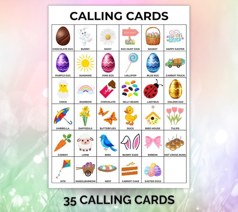 50 Printable Easter Bingo Cards, Kids Easter Party Game, Easter ...