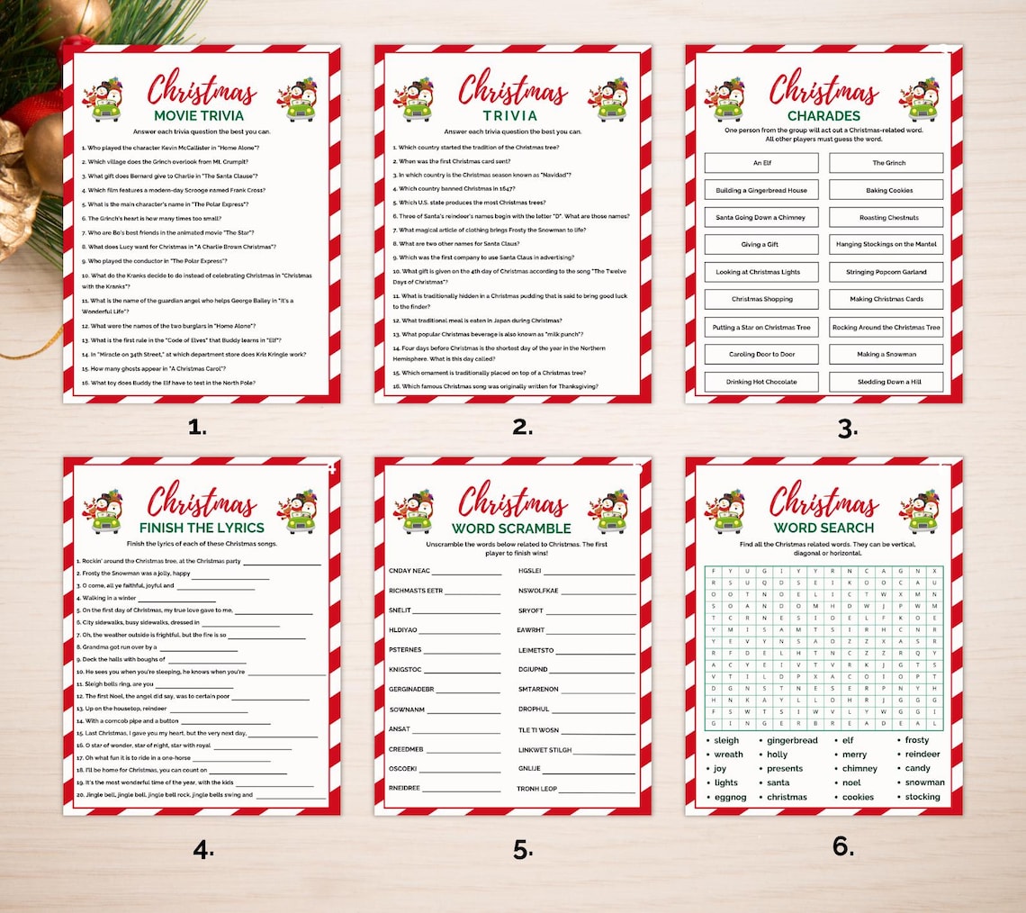Printable Christmas Games Bundle, 20 Christmas Party Games, Christmas ...