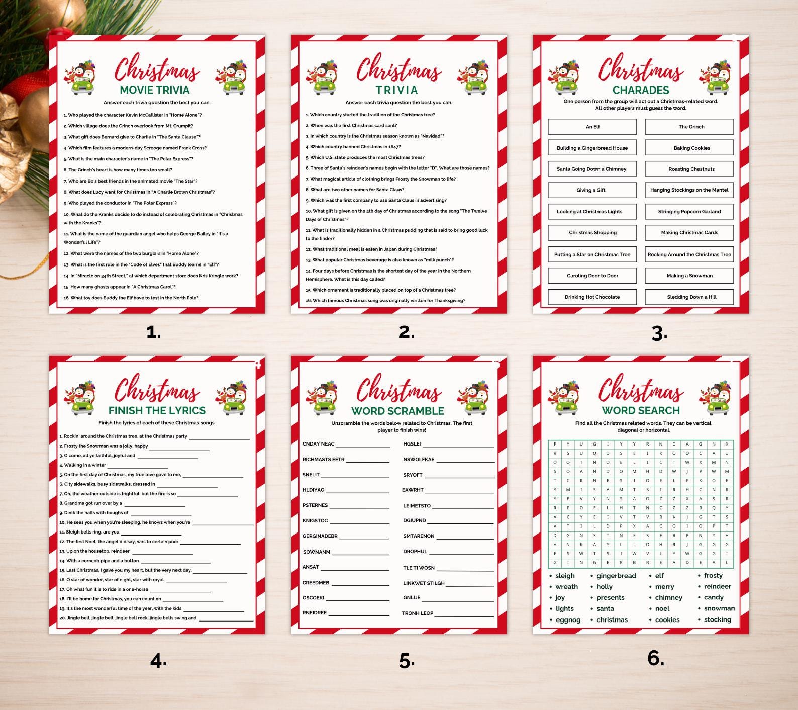 Printable Christmas Games Bundle, 20 Christmas Party Games, Christmas ...