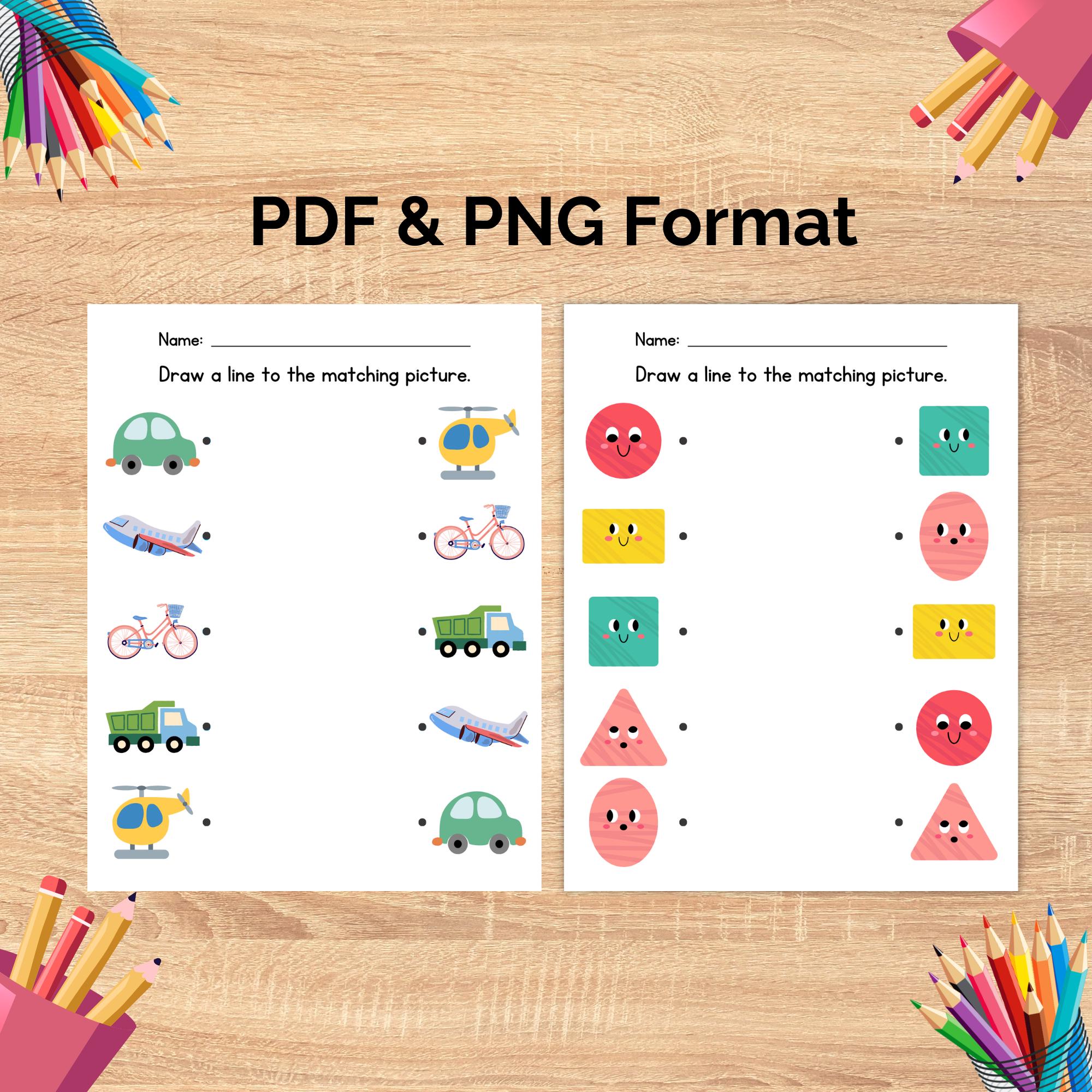 20 Printable Matching Worksheets, Match the Picture, Kindergarten ...