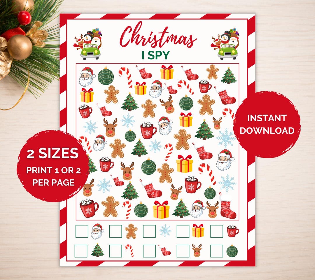 Christmas I Spy Game, Fun Xmas Party Printable Activity, Family ...