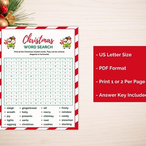 Christmas Word Search, Family Game, Printable Christmas Game, Christmas ...