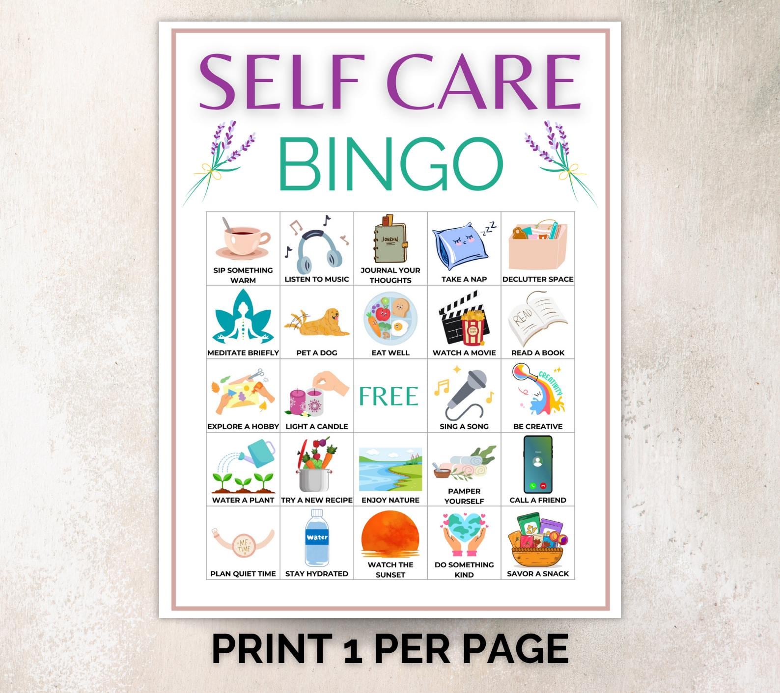 30 Self Care Bingo Cards, Self Care Bingo Printable Game, Self Love ...