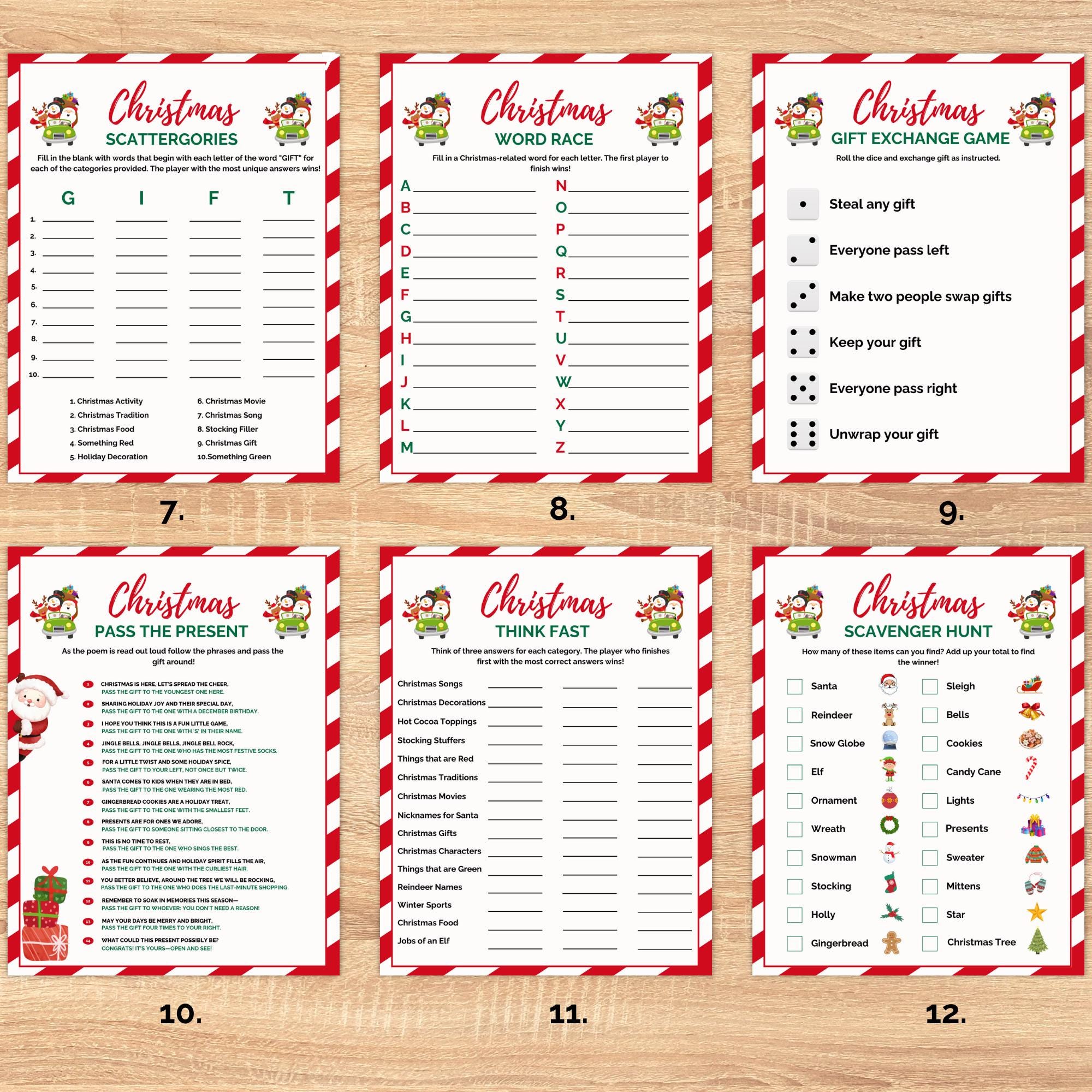 Printable Christmas Games Bundle, 20 Christmas Party Games, Christmas ...