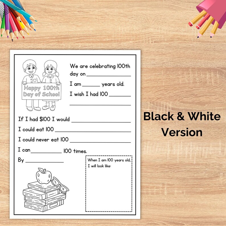 100 Days of School, 100th Day of School Worksheet, 100th Day of School ...