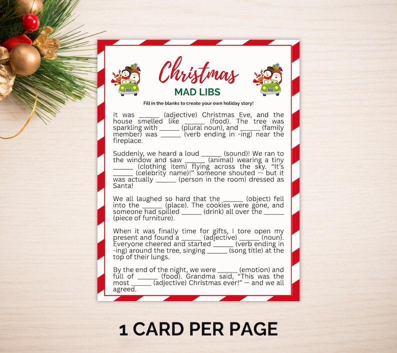 Christmas Mad Libs, Family Game, Printable Christmas Game, Christmas ...